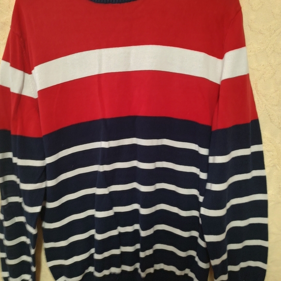 Club Room | Sweaters | Club Room Red White And Navy Striped Crewneck ...